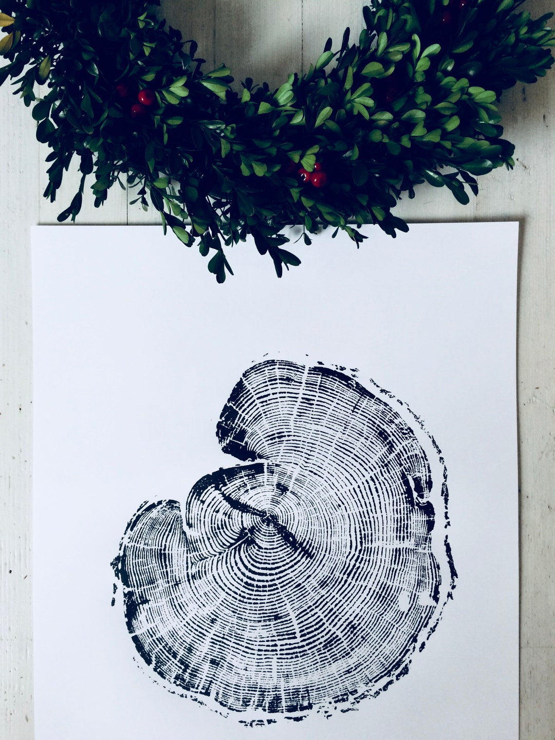 Huntsville, UT, Woodcut, Tree Rings Print, Tree Slice, Woodblock Art ...