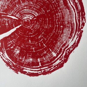 Red Tree Ring Print, Utah Art, Tree Ring Print, Woodcut Print, Wood ...