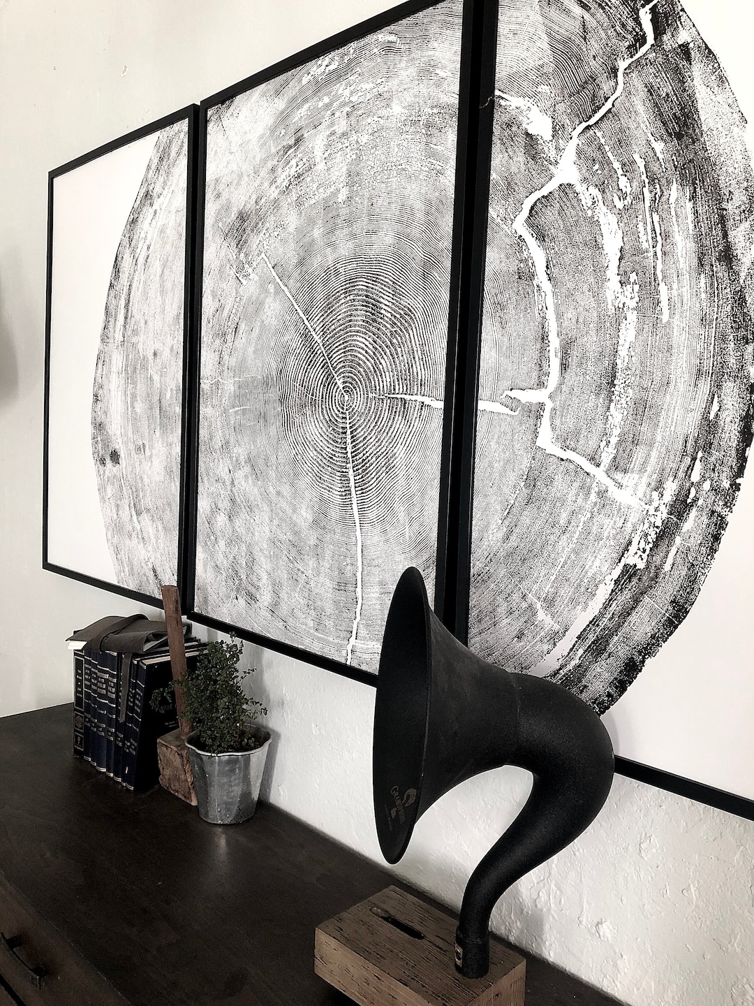 Woodcut Print, Sitka Spruce Triptych, Three Panel Wall Art, Tree Ring ...