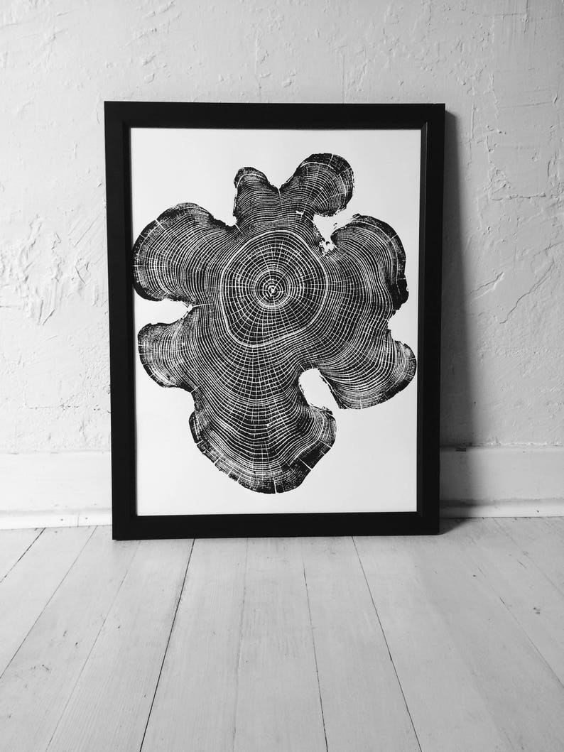 Ohio State, Black Locust, Woodcore Art, Tree Ring Print, Woodcut Print ...