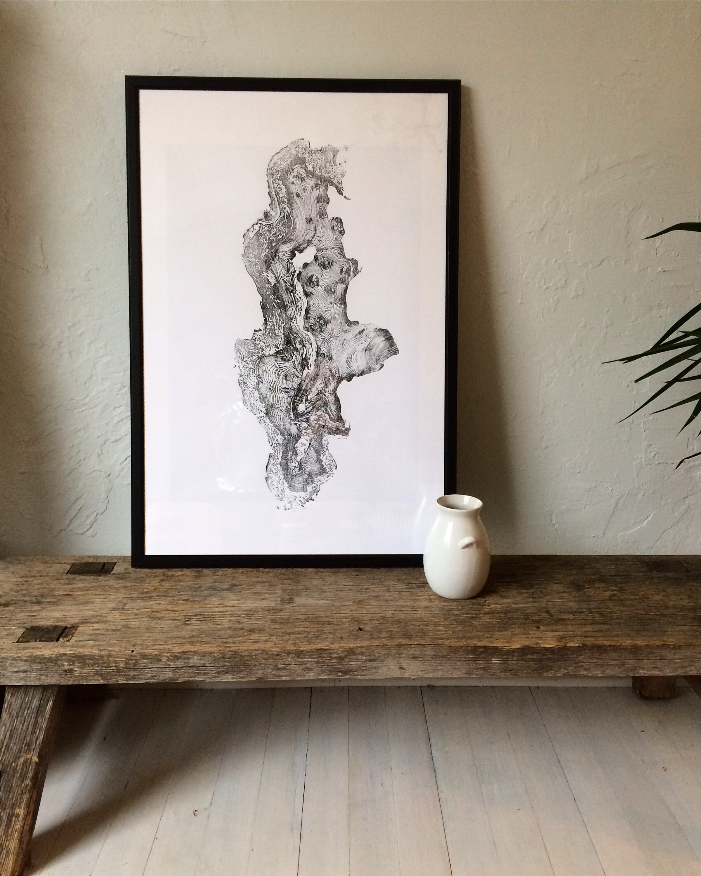 California Redwood Burl Tree Ring Print 24x36 Print Handmade Woodblock Tree Ring Art Print 