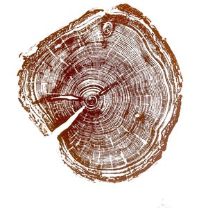 Brown Tree Ring Print, Utah Art, Tree Ring Print, Woodcut Print, Wood ...