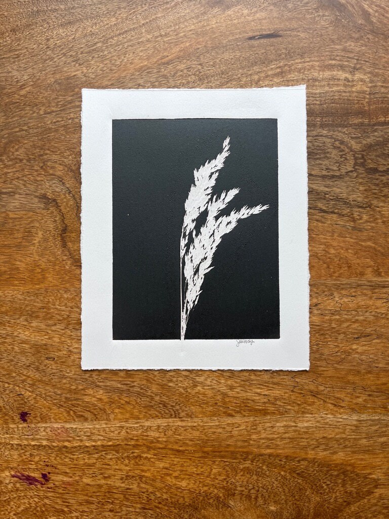 Pampas Grass, Set of 2, Monotype, Botanical Wall Art, Pressed ...