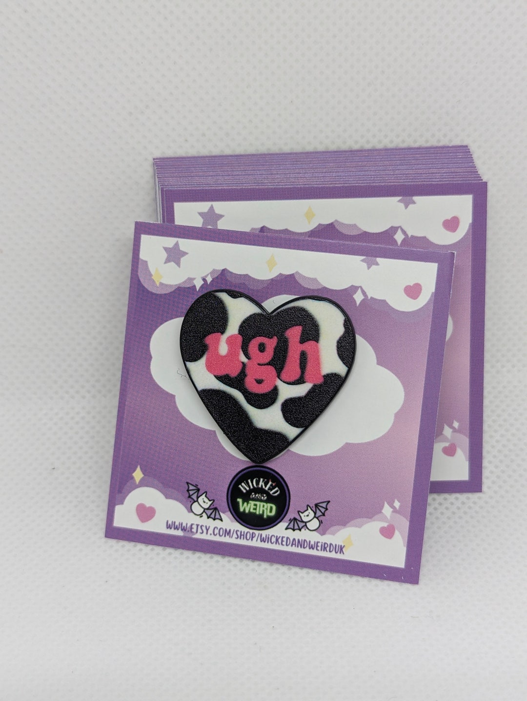 Y2k Cow Print 'URG' Slogan Pin Badge - Etsy