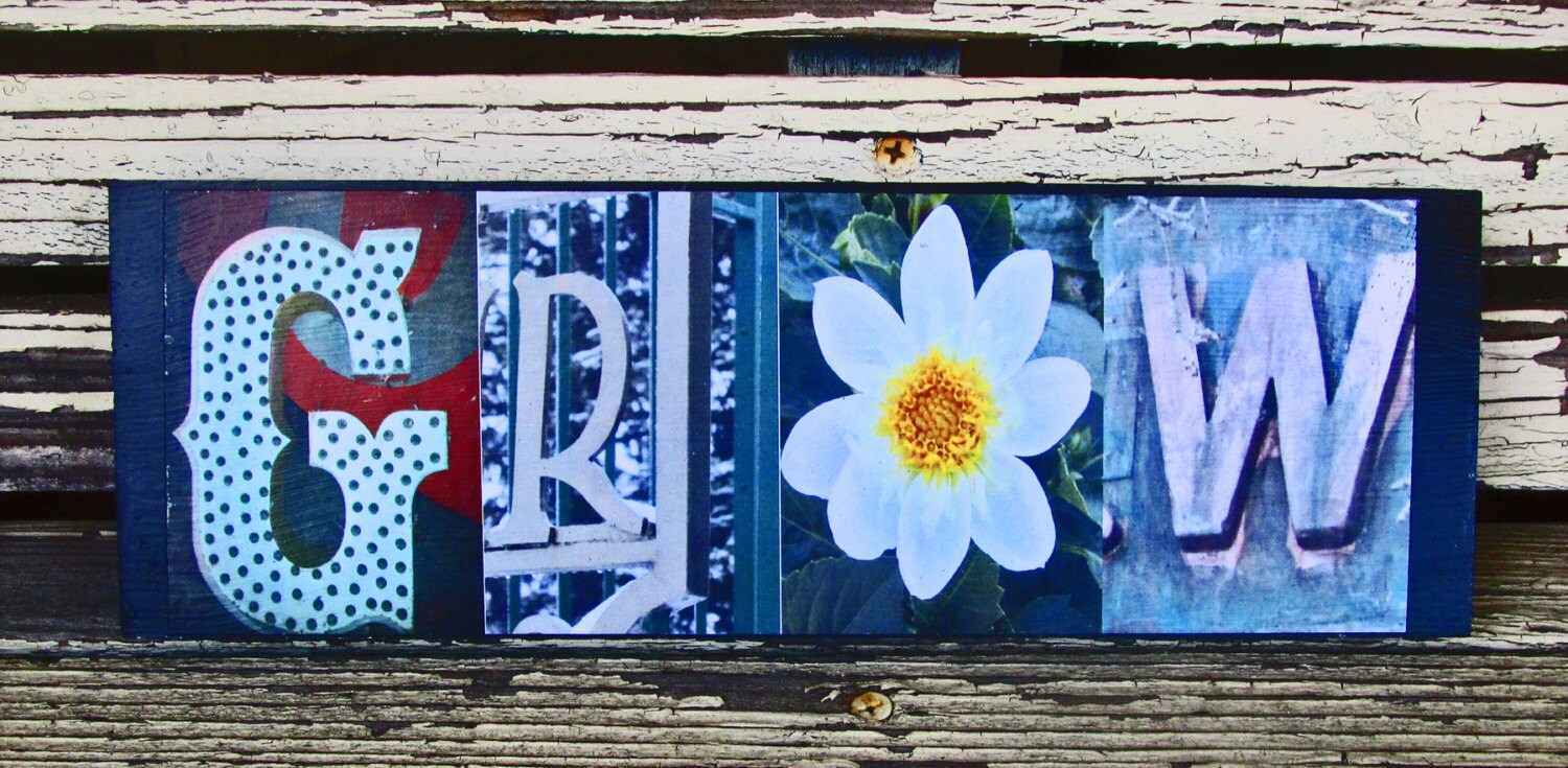 GROW Garden Flower Sign, Garden Flower, Garden Love Sign, Gardener's ...