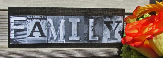 FAMILY sign art love of family rustic family sign Letter | Etsy