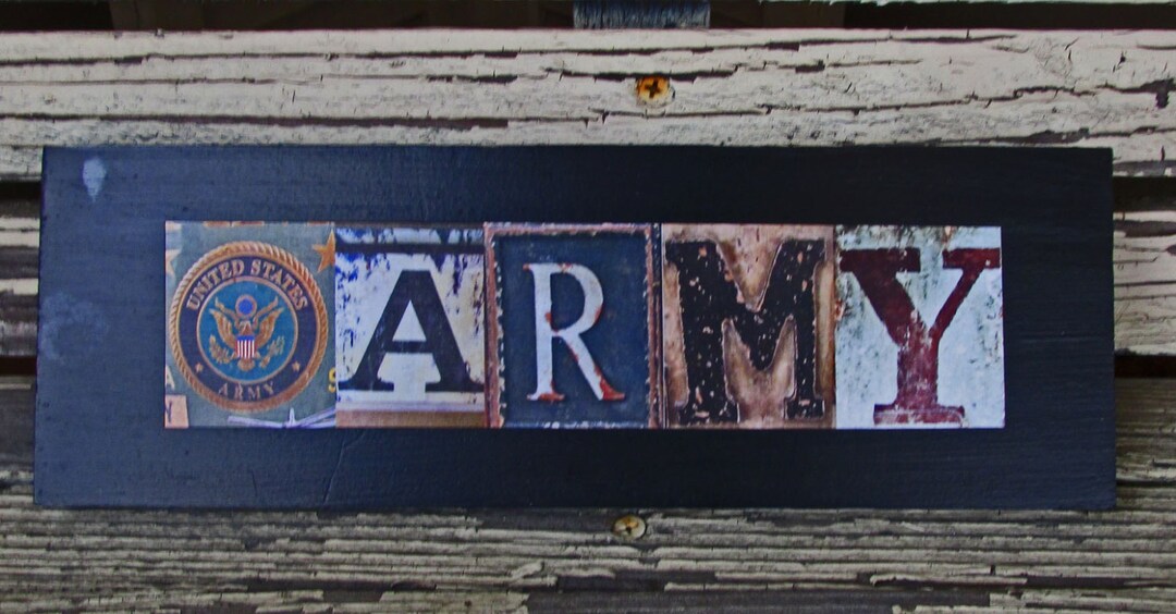 Army Sign, Military Sign, Army Letter Art, Rustic Army Sign, Army Gift ...