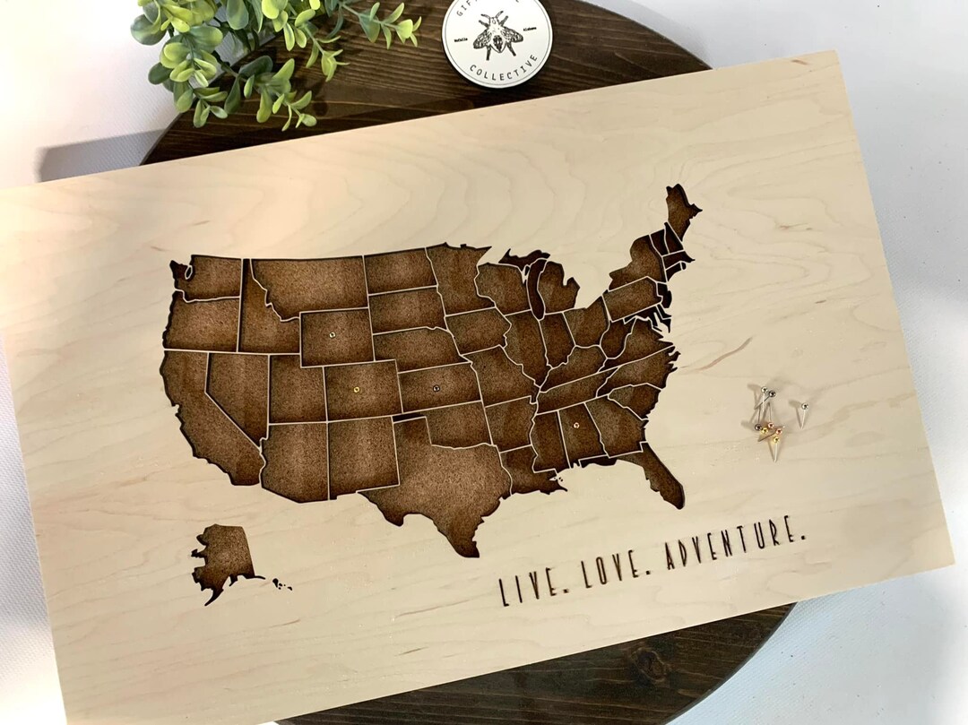USA Travel Map SVG Laser Cut File for Corkboard With Alaska and Hawaii ...