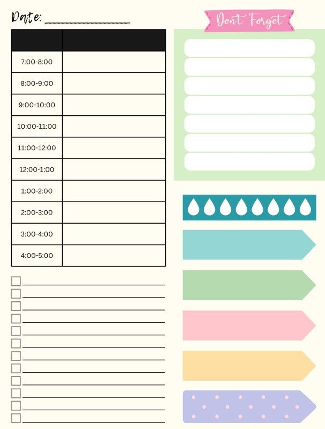 Daily Basic Planner Page Printable - Etsy