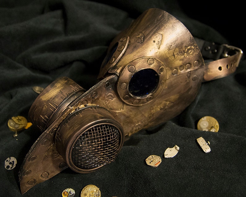 Leather Plague Doctor Steampunk Mask Burning Man With Lenses - Etsy