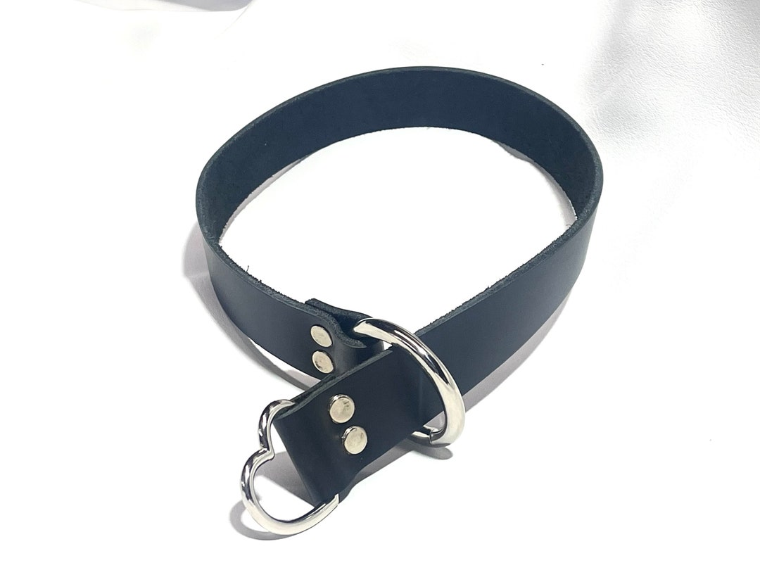 Leather Pull Heart Collar Choker 1" Wide - Choose Collar Color ...