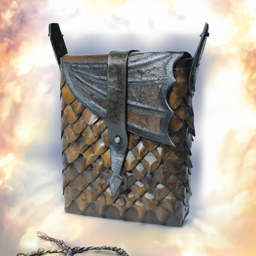 Leather Dragon Wing /scales Bag Satchel Cosplay Hand Stitched Fantasy ...