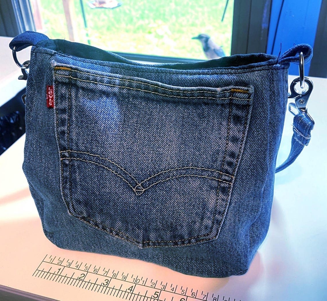 Upcycled Denim Jeans Purse Repurposed Crossbody Bag - Etsy