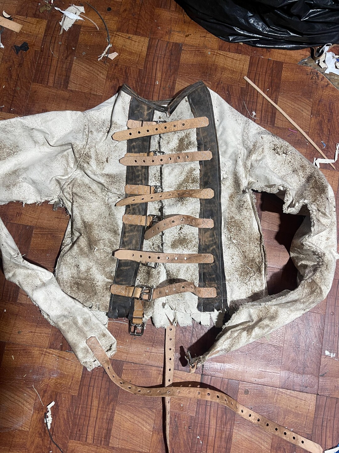 NEW Distressed Straight Jacket Halloween Straitjacket Leather Trim ...