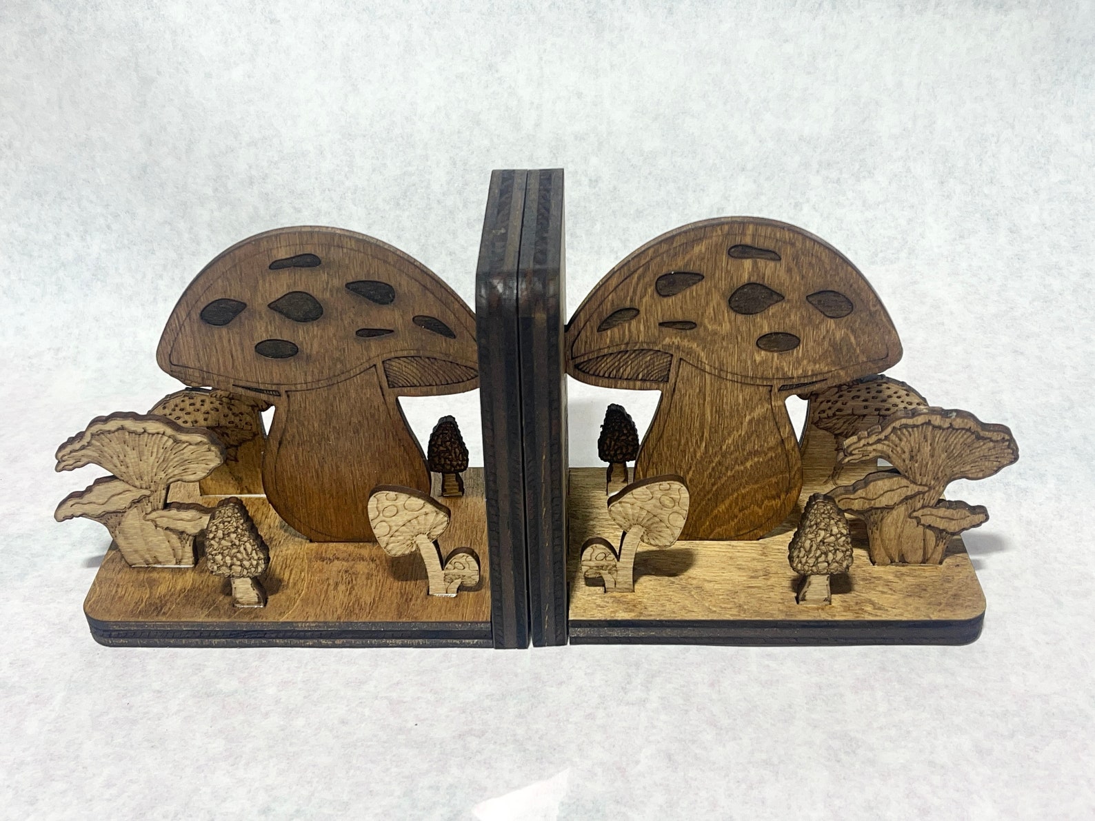 Magic Mushroom Fantasy Land Wood Bookends Toadstool Aminita Muscaria - Etsy
