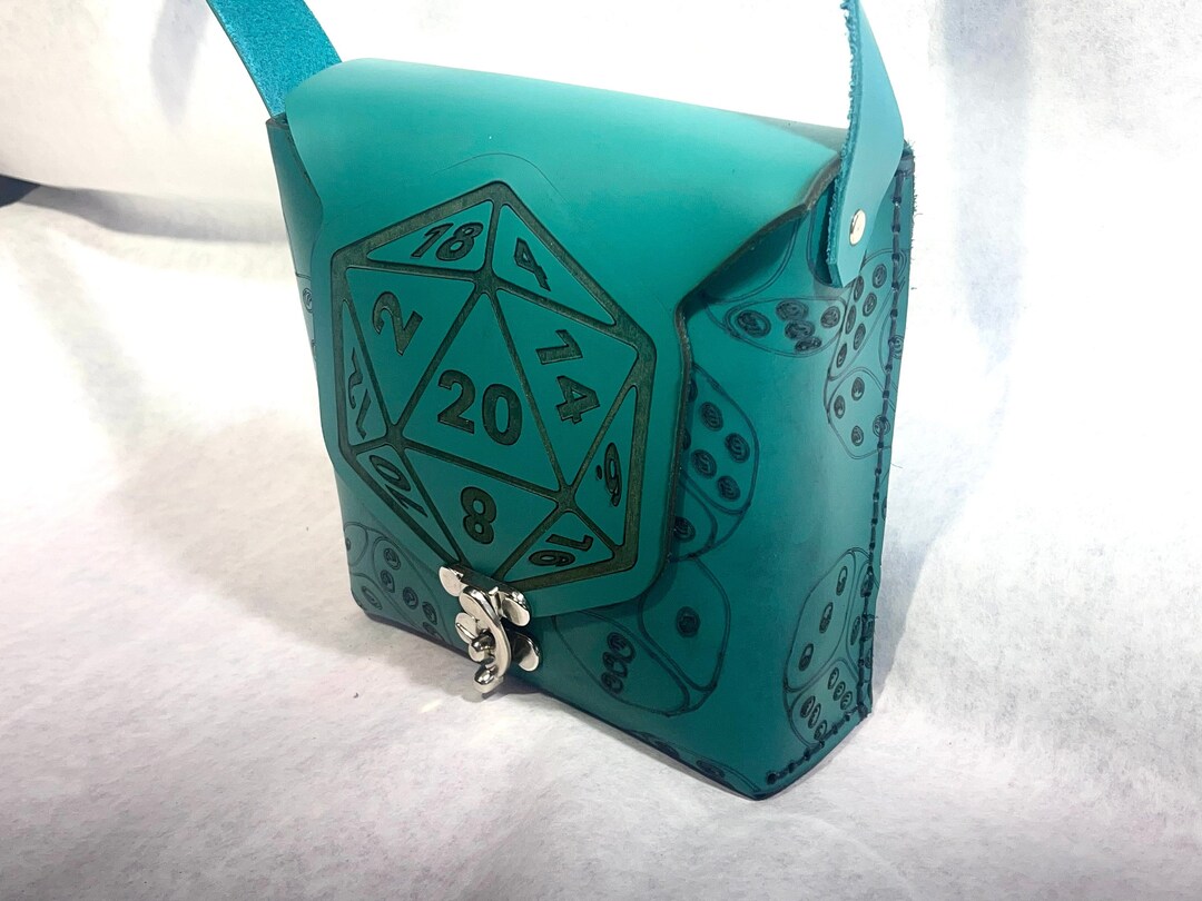 Personalized Leather D20 Dice Bag Choose Color! Case Shoulder Bag Purse ...