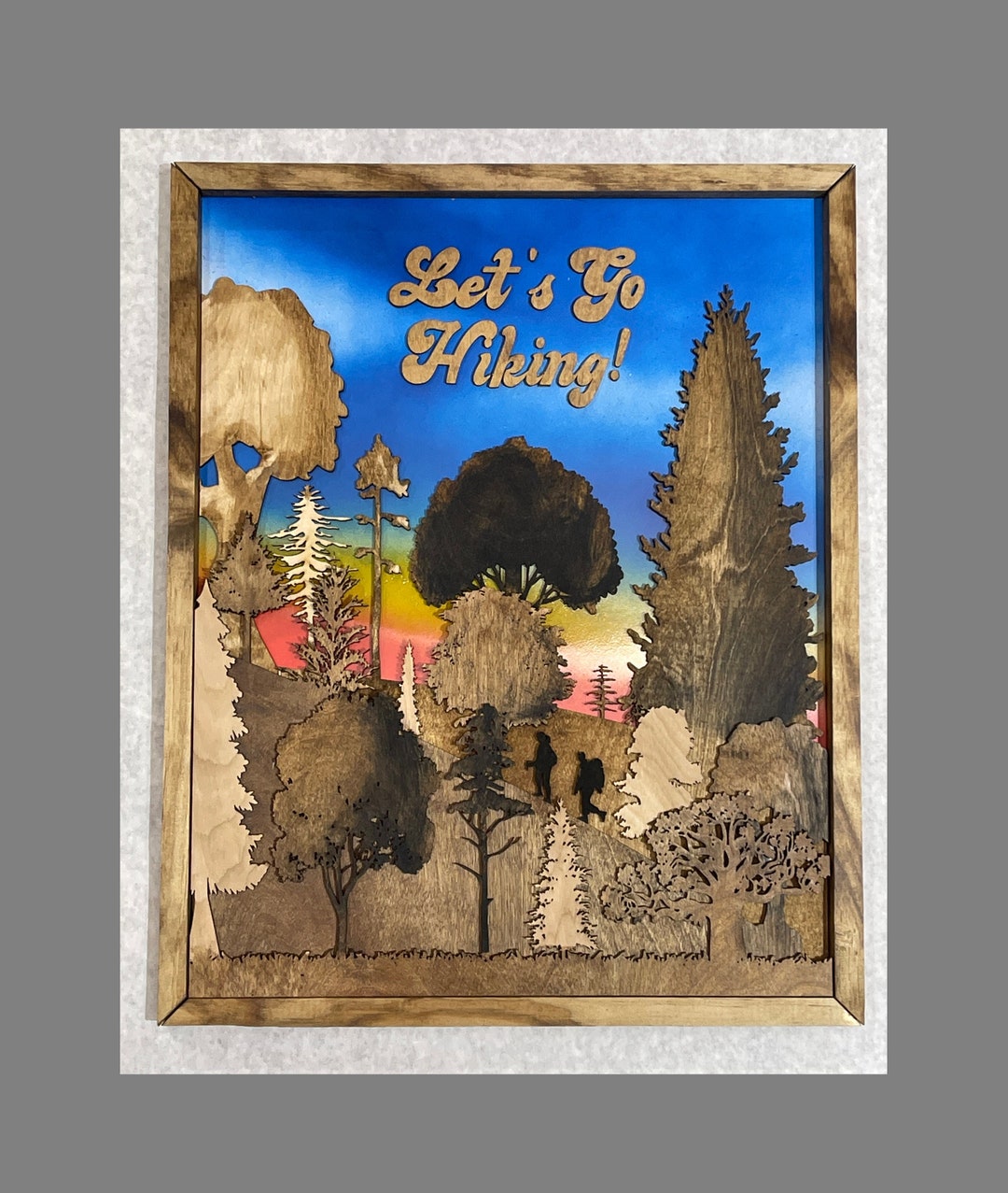 3-D Multi Layer Wood Sign- Custom! Let's Go Hiking! Woods Camping ...