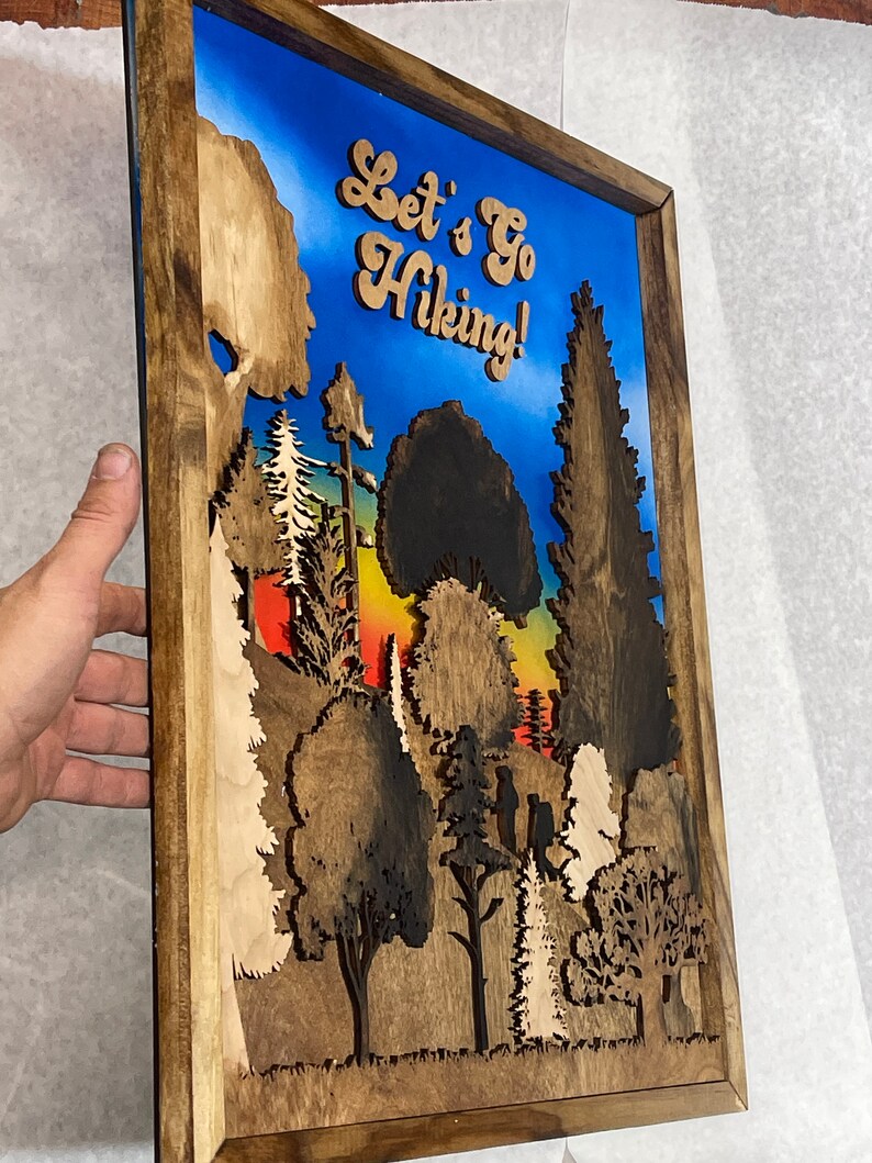3-D Multi Layer Wood Sign Custom Let's Go Hiking Woods - Etsy