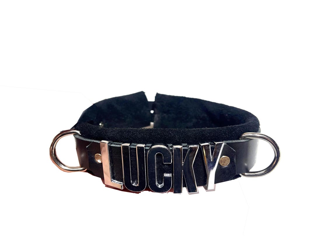 Large Letters! Leather Collar Lockable or Standard Buckle Any Word! - Etsy