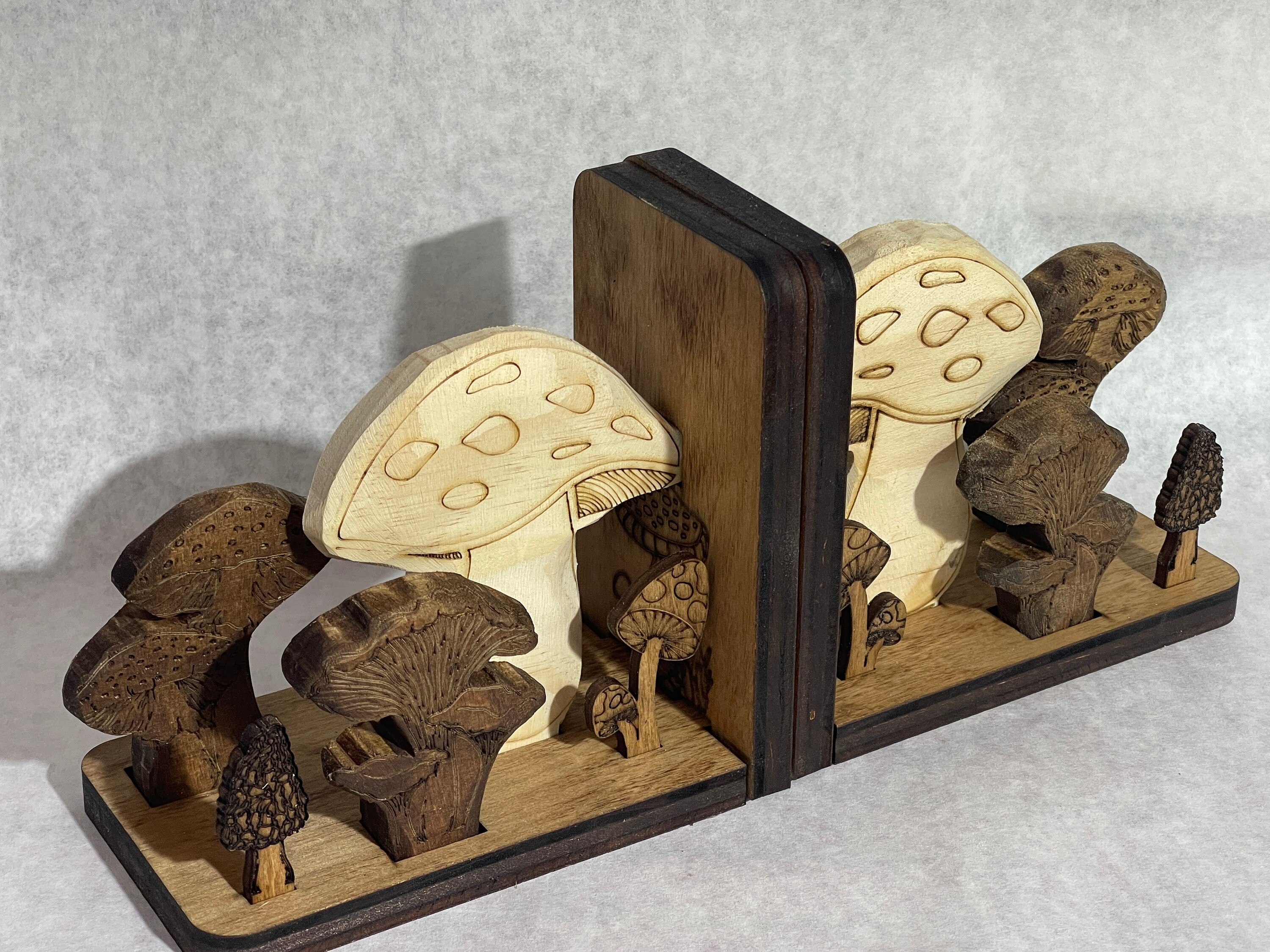 Magic Mushroom Fantasy Land Wood Bookends Toadstool Aminita Muscaria - Etsy