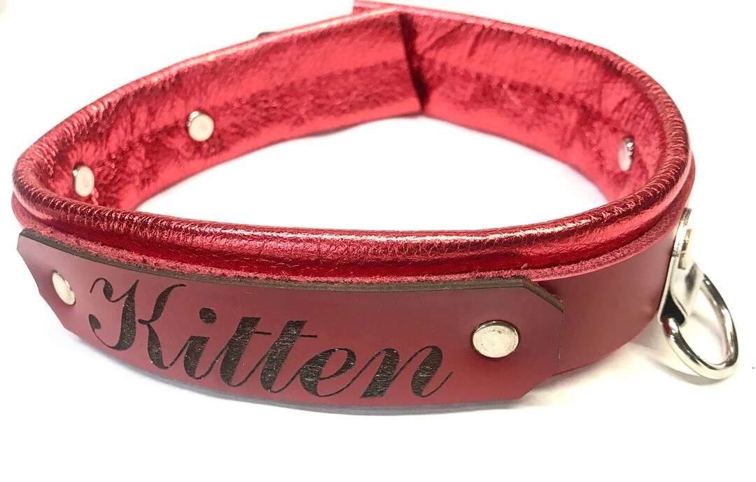 Custom Engraved Leather Collar Locking Kitten Princess Any Word - Etsy