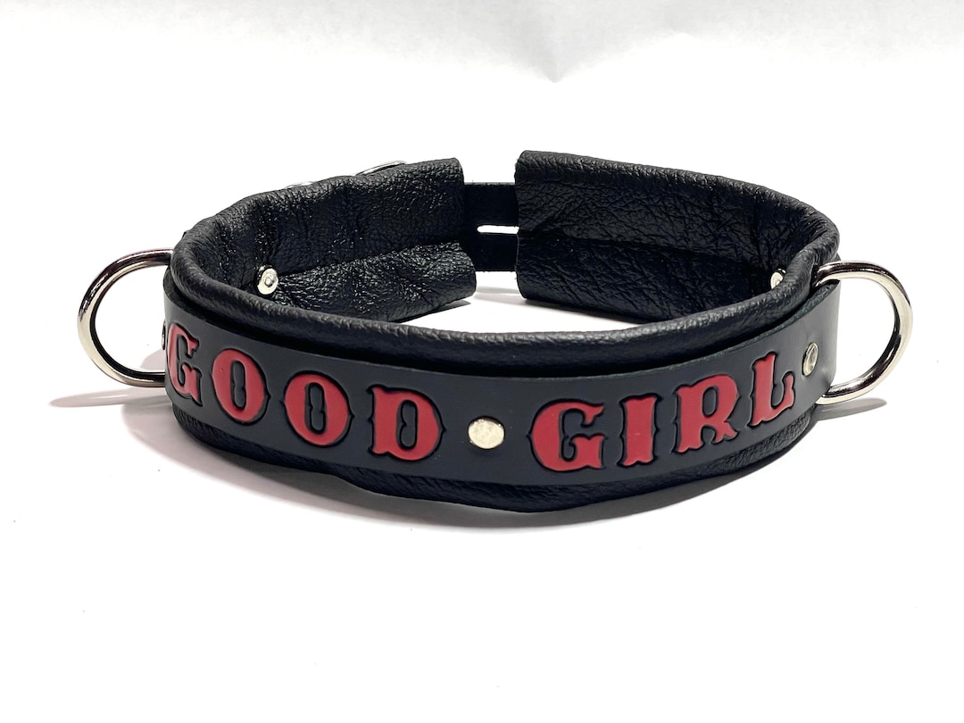 Lockable Custom Leather Collar Glow Options Any Word Hand - Etsy