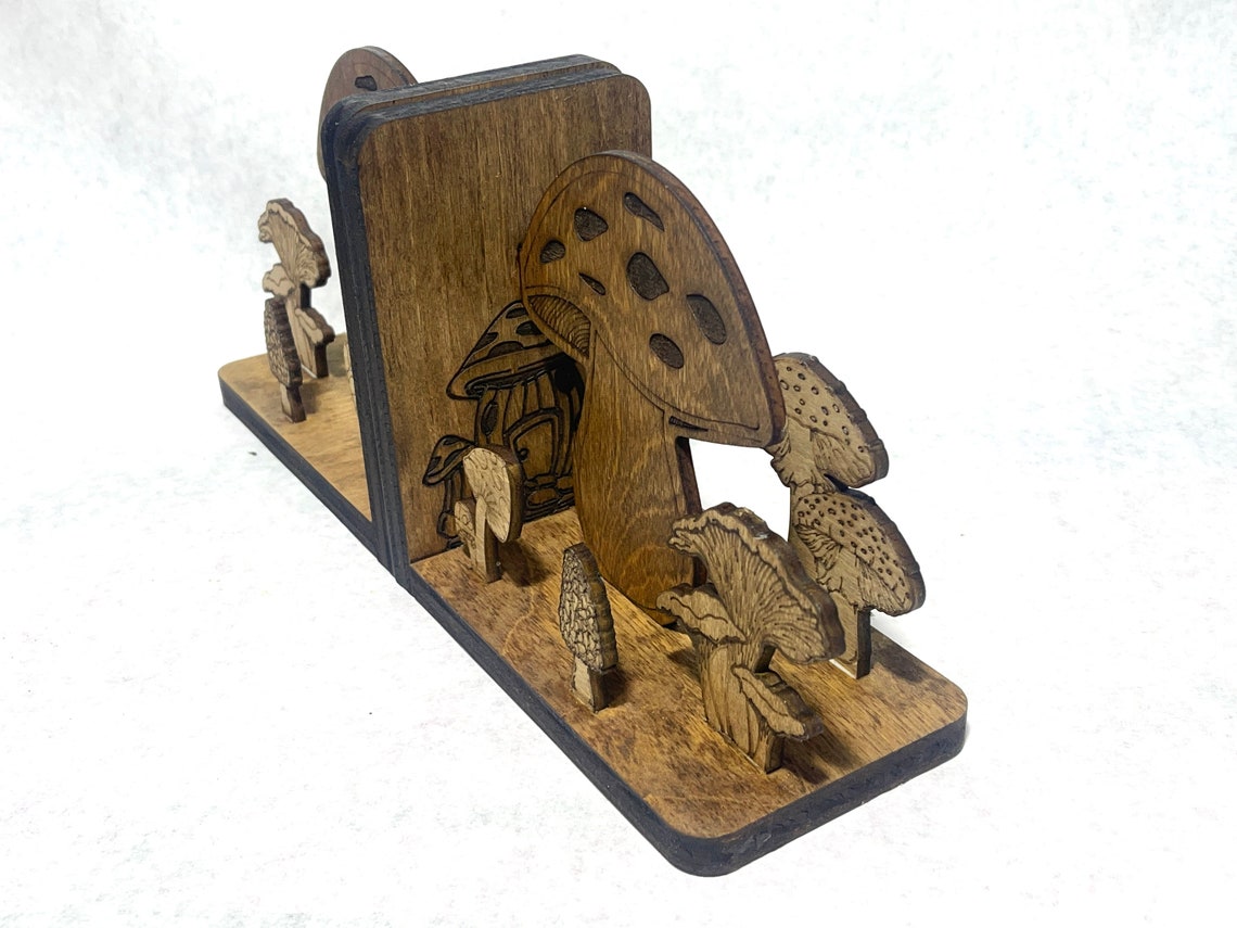 Magic Mushroom Fantasy Land Wood Bookends Toadstool Aminita Muscaria - Etsy