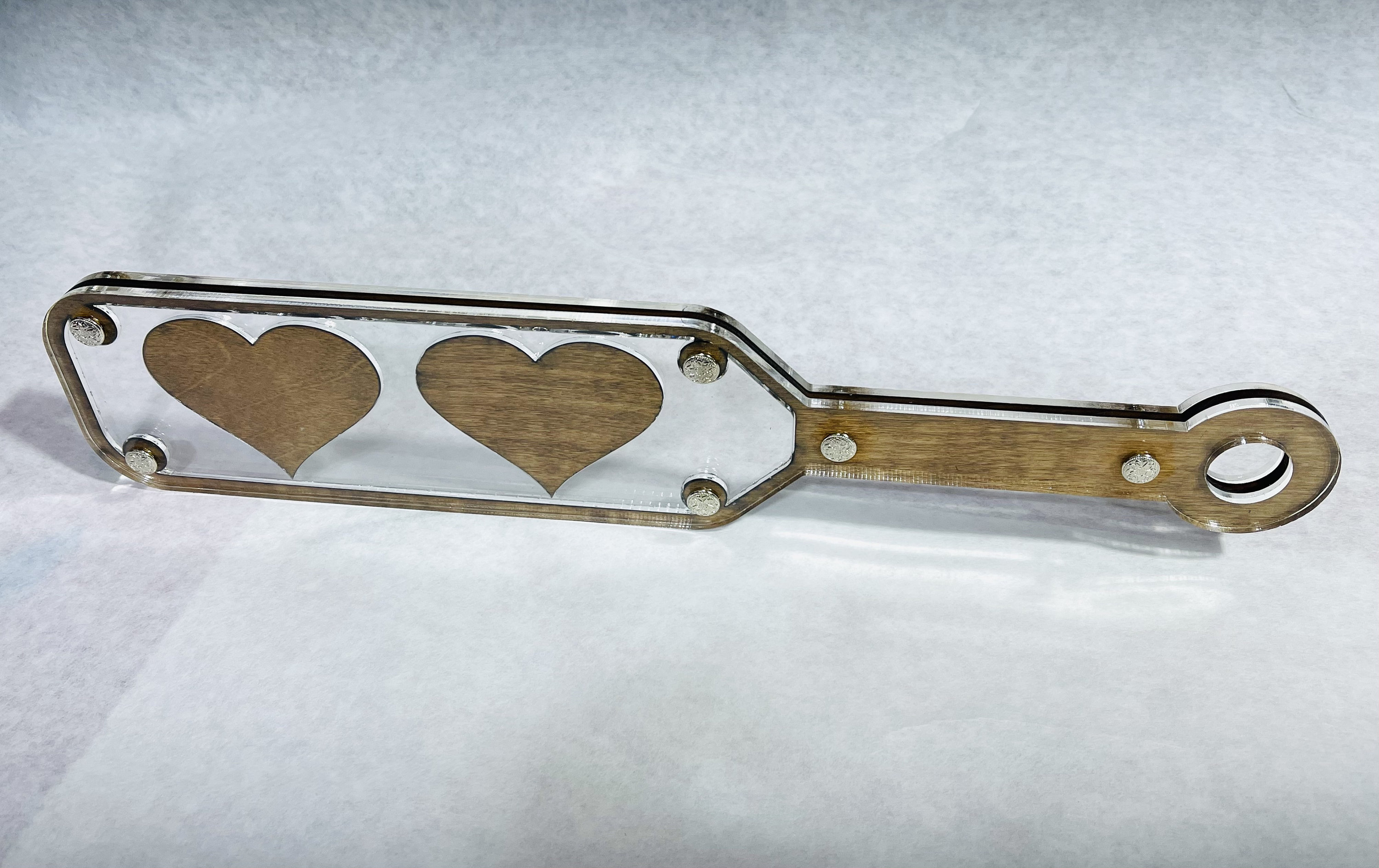 Clear Acrylic Spanking Paddle With Wood Hearts Custom Engraved Gift Box ...