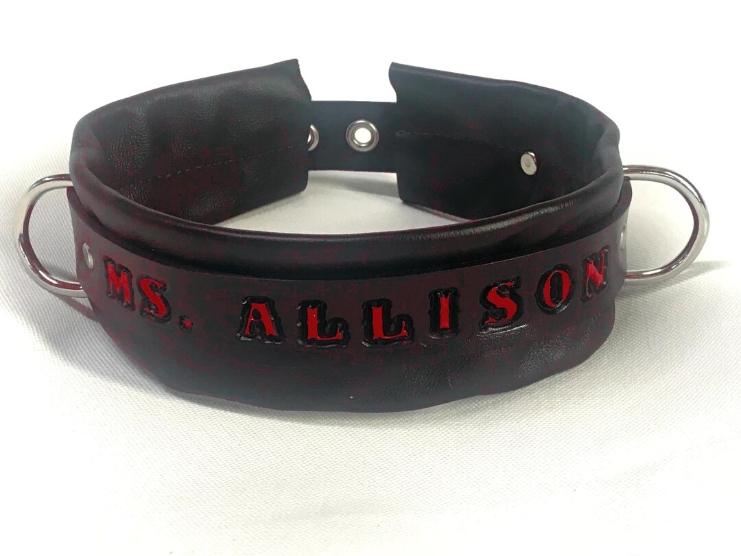 Custom Leather Collar Any Word Hand Stamped & Painted - Etsy