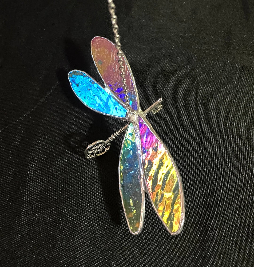 Skeleton Key Dragonfly Stained Glass Window Hanging Piece - Etsy