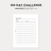 100 Day Challenge Tracker Letter Size Printable Insert Habit Tracker ...