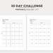 30 Day Challenge Tracker Letter Size Printable Insert Habit Tracker ...
