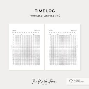 Time Log Printable Letter Size Printable Insert Printable PDF Note Page ...