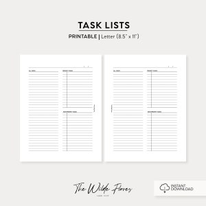 Task List Printable Letter Size Printable Insert List Printable PDF ...
