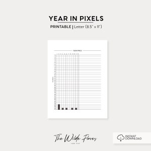 Year in Pixels Printable Yearly Habit Tracker Letter Size Printable ...