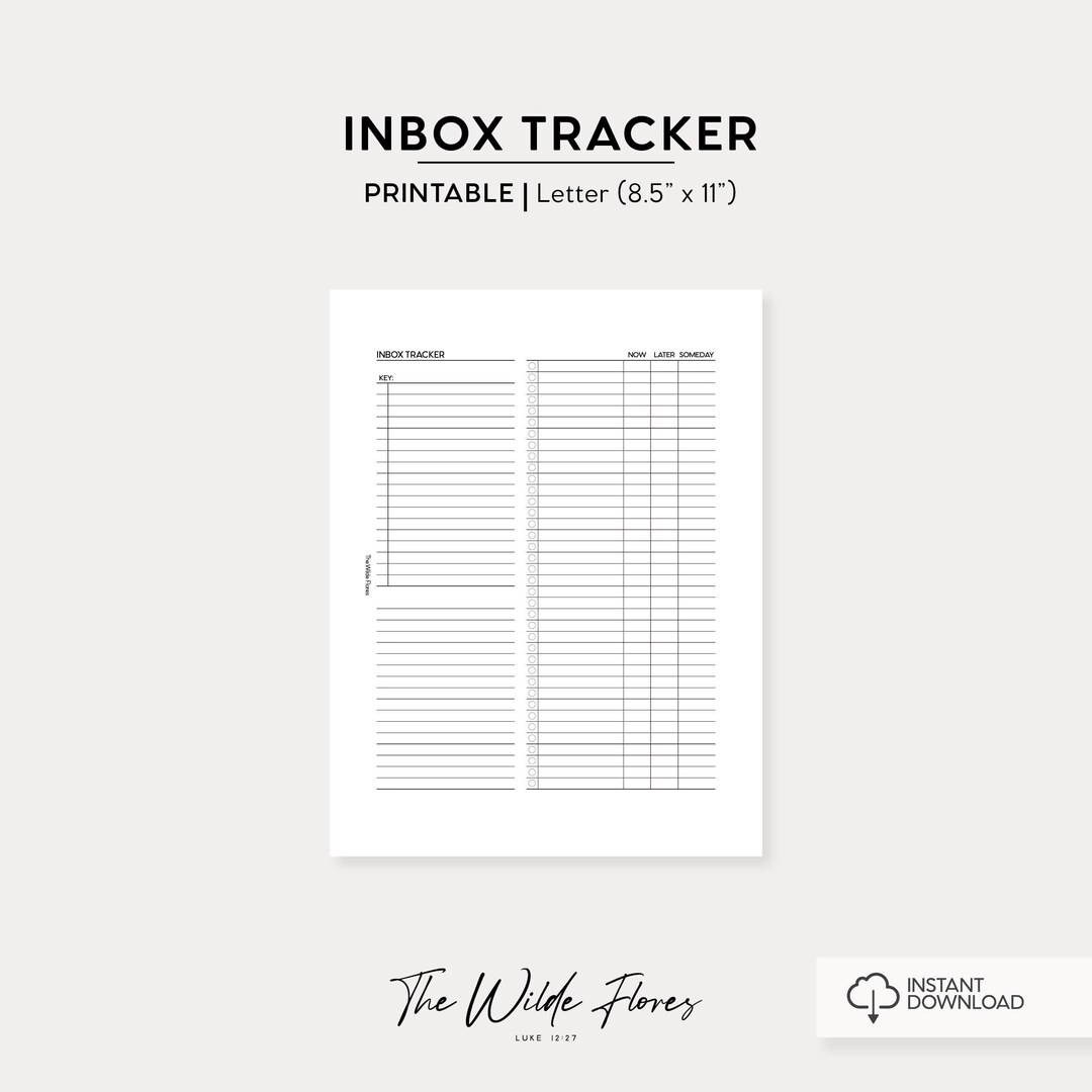 Inbox Tracker Printable Letter Size Printable Insert Note Taking ...