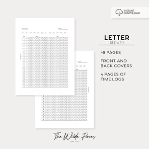 Time Log Printable Letter Size Printable Insert Printable PDF Note Page ...