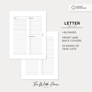 Task List Printable Letter Size Printable Insert List Printable PDF ...
