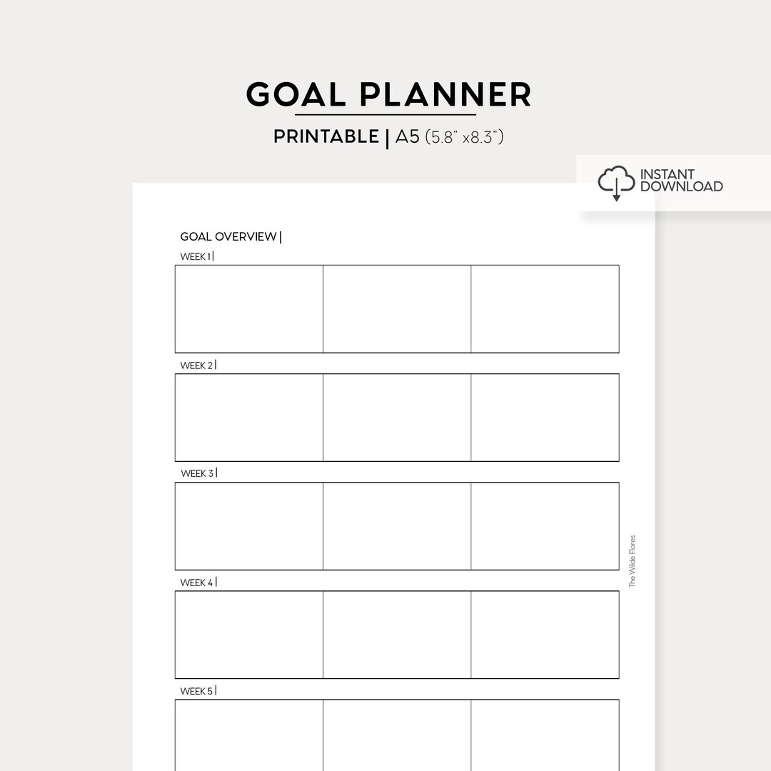 Top Three Weekly Goal Planner Printable Letter Size Printable Insert ...