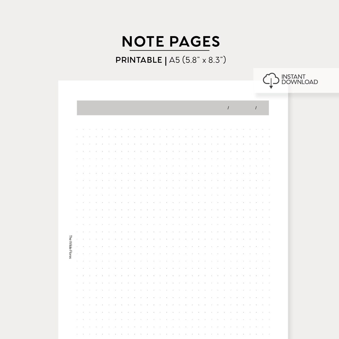 Note Page Printable A5 Size Printable Insert Note Taking Planner ...