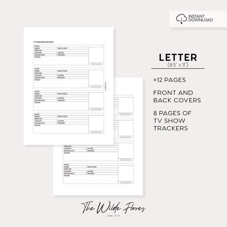 TV Show Tracker Printable Letter Size Printable Insert - Etsy
