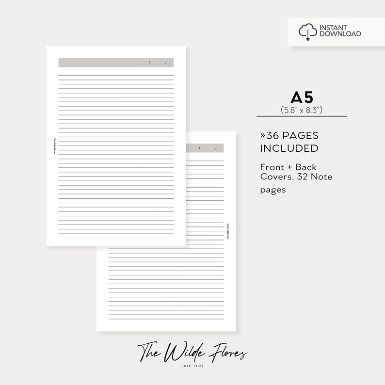 Note Page Printable A5 Size Printable Insert Note Taking - Etsy