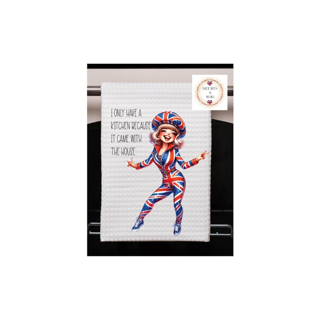 Funny British Woman Tea Towel, Union Jack Woman Funny Tea Towel, Dish ...