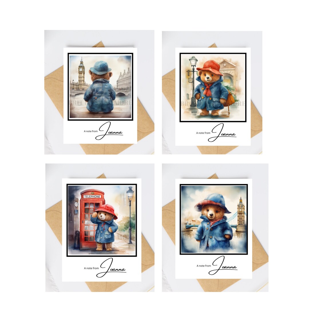 London Teddy Bear Note Cards and Envelopes 5 1/2 X 4.25, London Phone ...