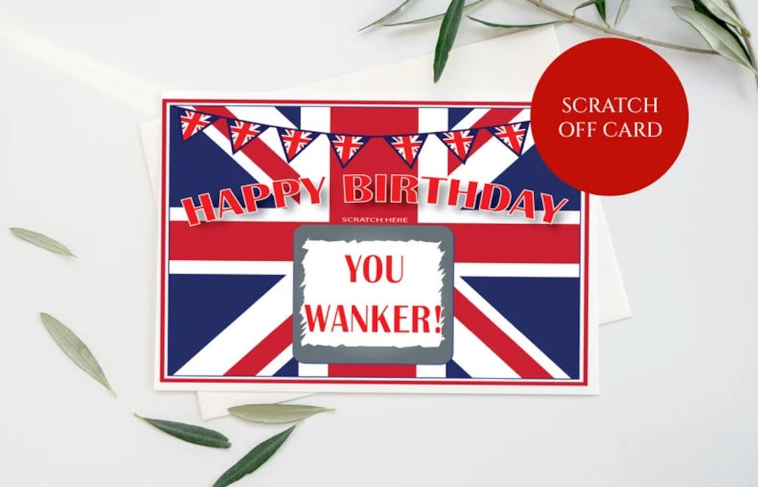 British Union Jack Funny Scratch off Handmade Birthday Card and ...