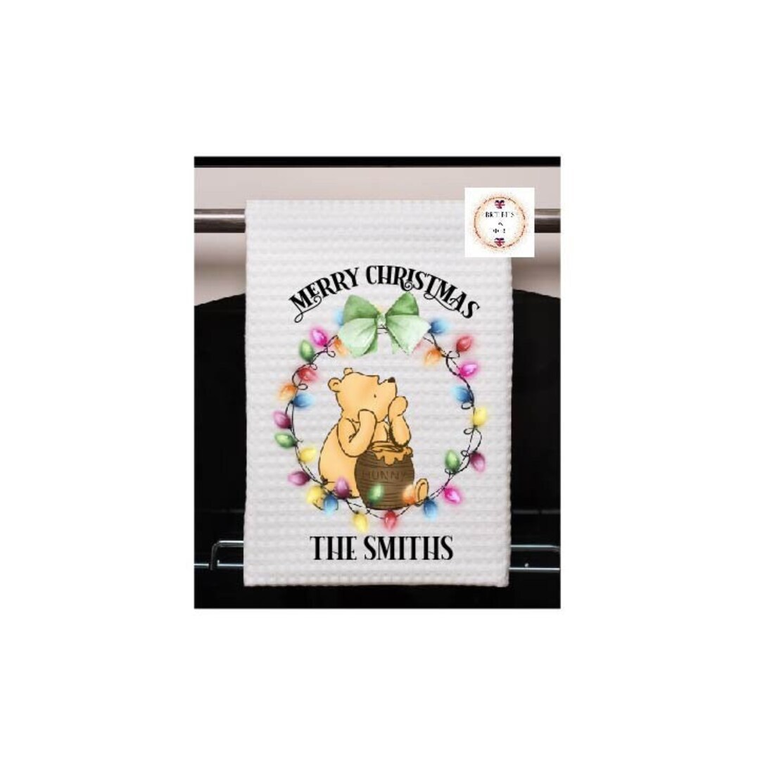 Classic Winnie the Pooh Christmas Personalized Themed Tea Towel ...