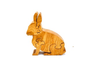 Wooden Rabbit Puzzle.handmade Hand Cut With Scroll Saw - Etsy