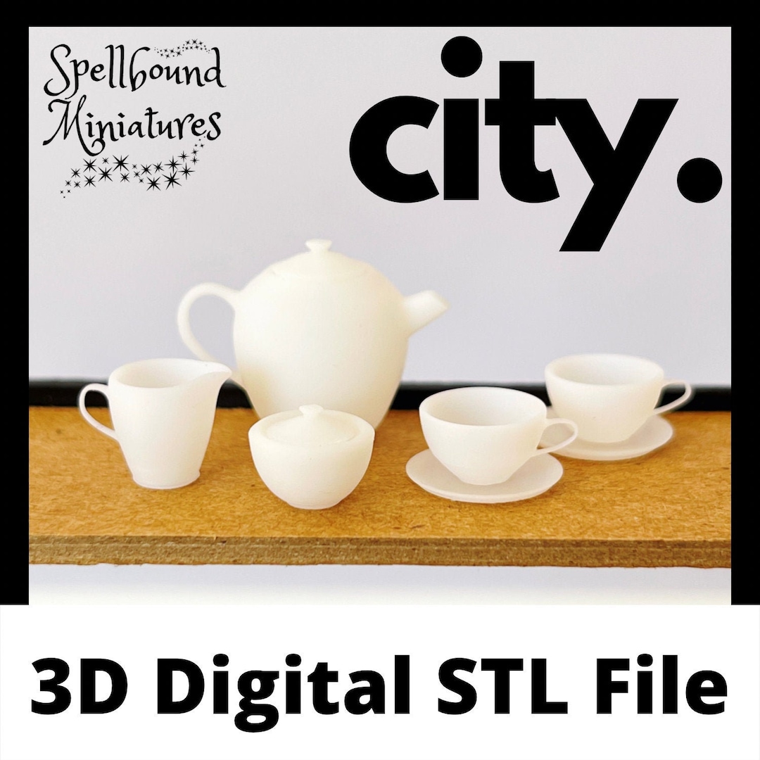 STL File to 3D Print 'city' Tea Set - Etsy
