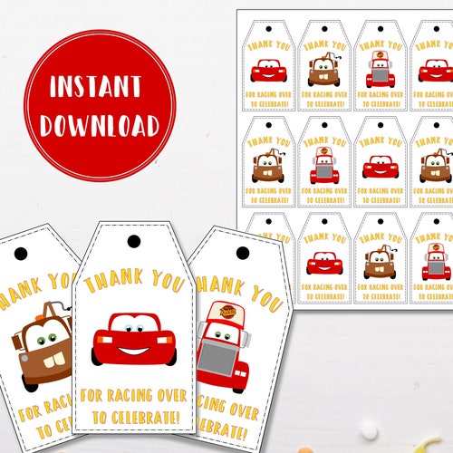 Editable Racing Favor Tags Race Car Birthday Thank You Label - Etsy
