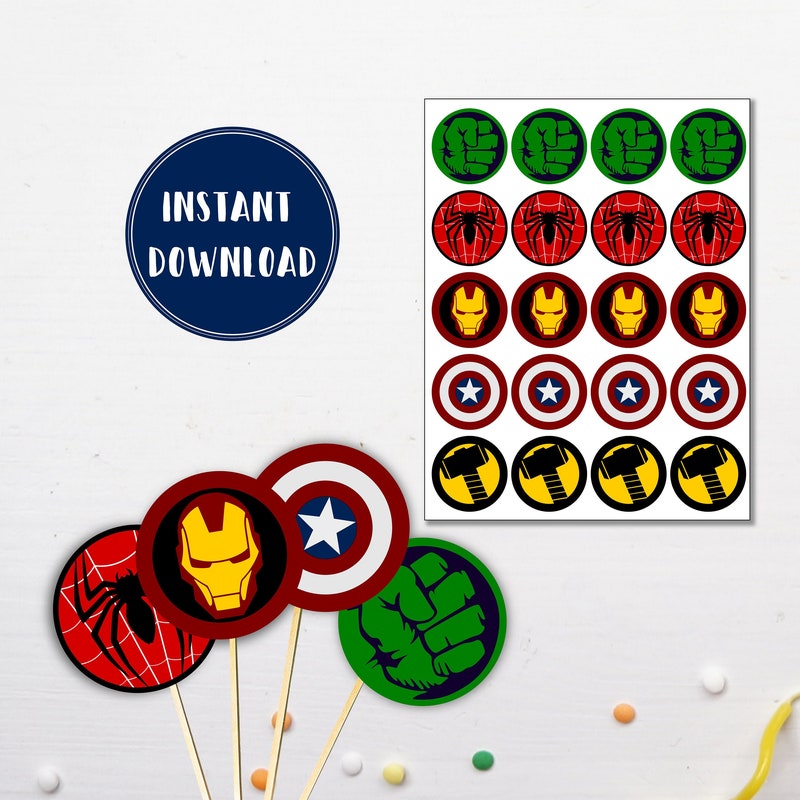 Super Hero Cupcake Toppers - Etsy